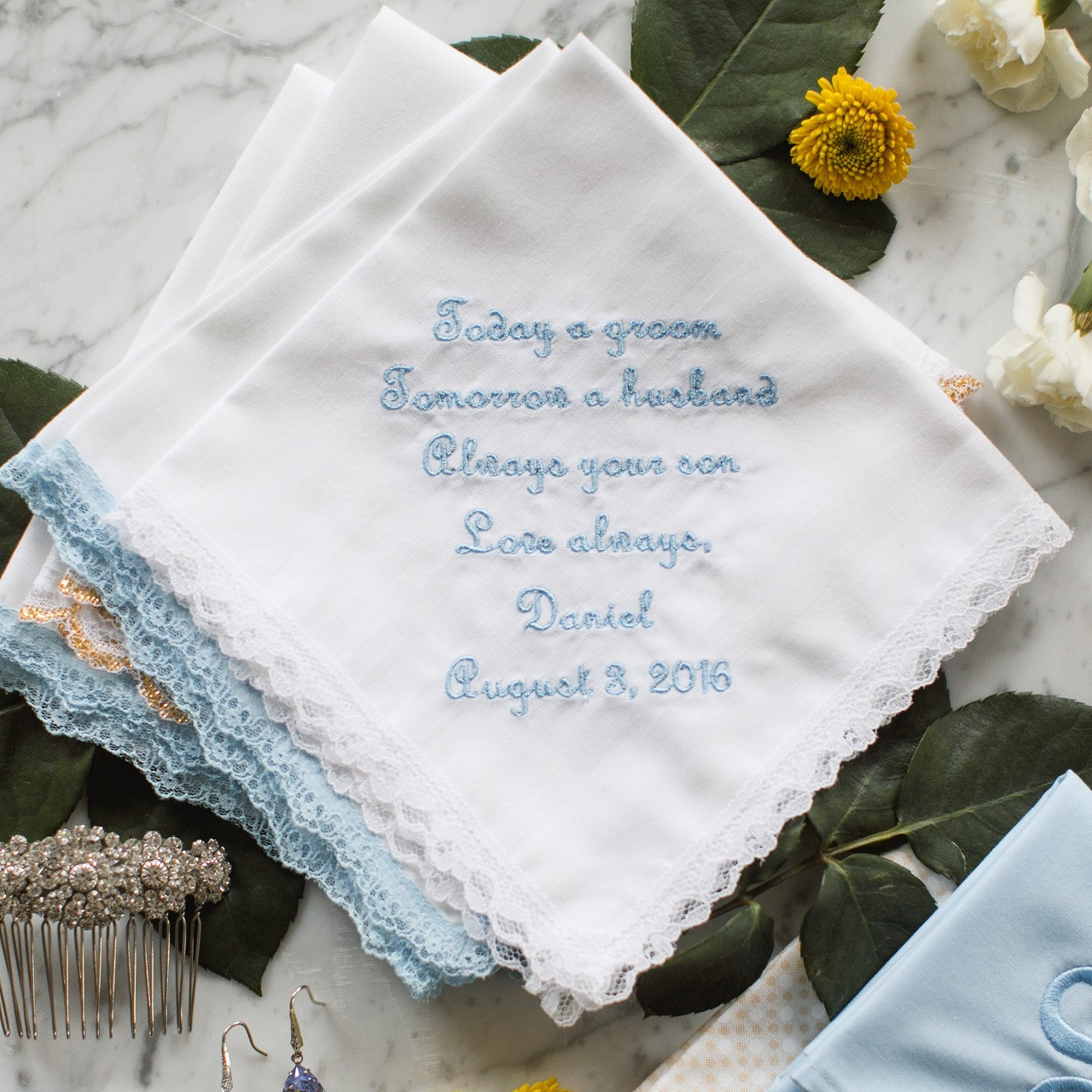 Wedding Handkerchief | Personalized | Custom Embroidery