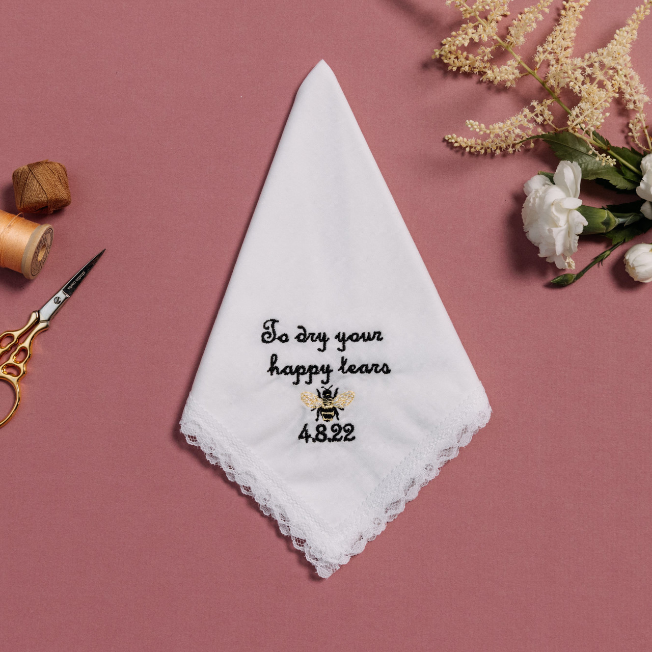 Wedding Handkerchief for the Bride | Personalized Embroidery