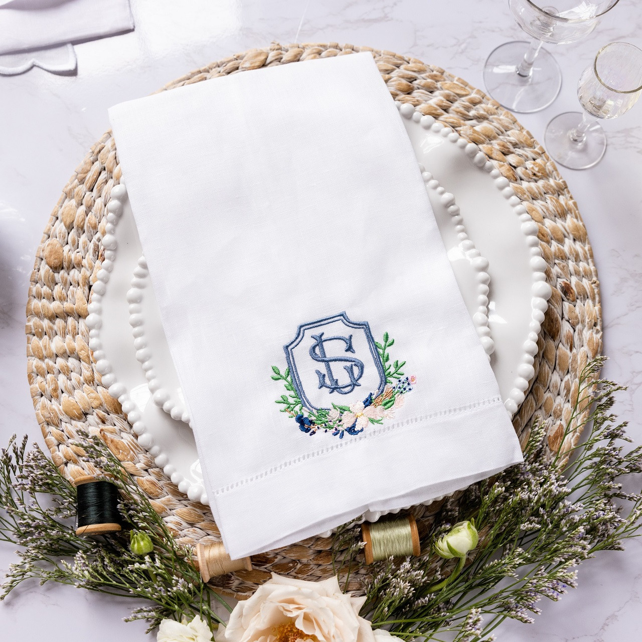 Bespoke Embroidered Tea Towels | Create Using Your Wedding Design