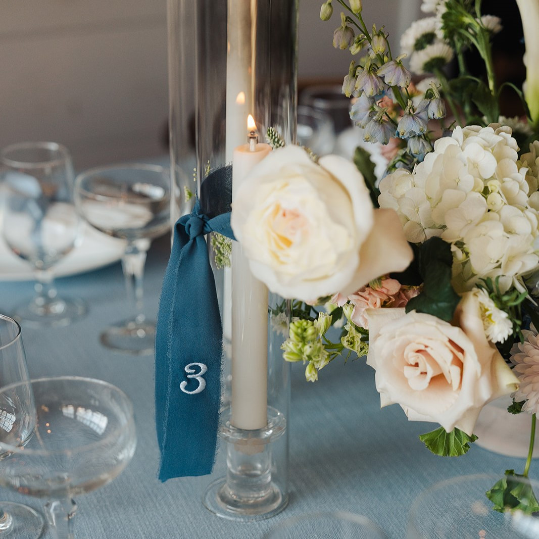 Embroidered Chiffon Ribbon | Personalized | Table Number