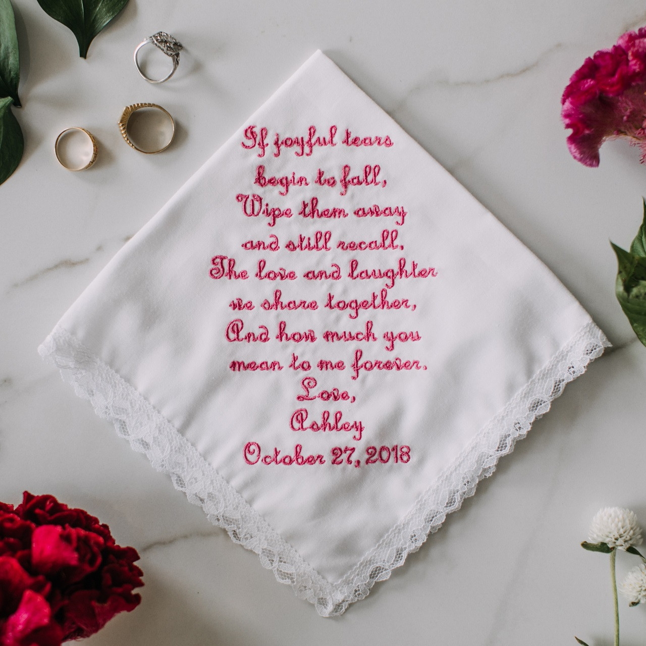 Wedding Handkerchief | Personalized | Custom Embroidery