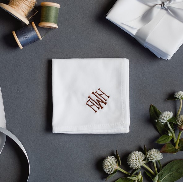 Monogrammed Handkerchief 3pack {Fancy Circle} - the Handkerchief Shop