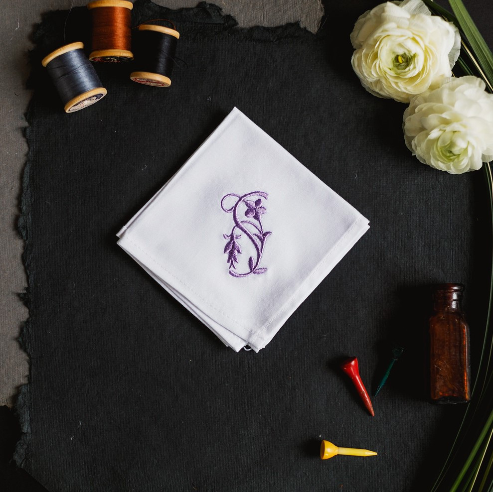 Monogrammed Handkerchief 3pack {Diamond} - The Handkerchief Shop