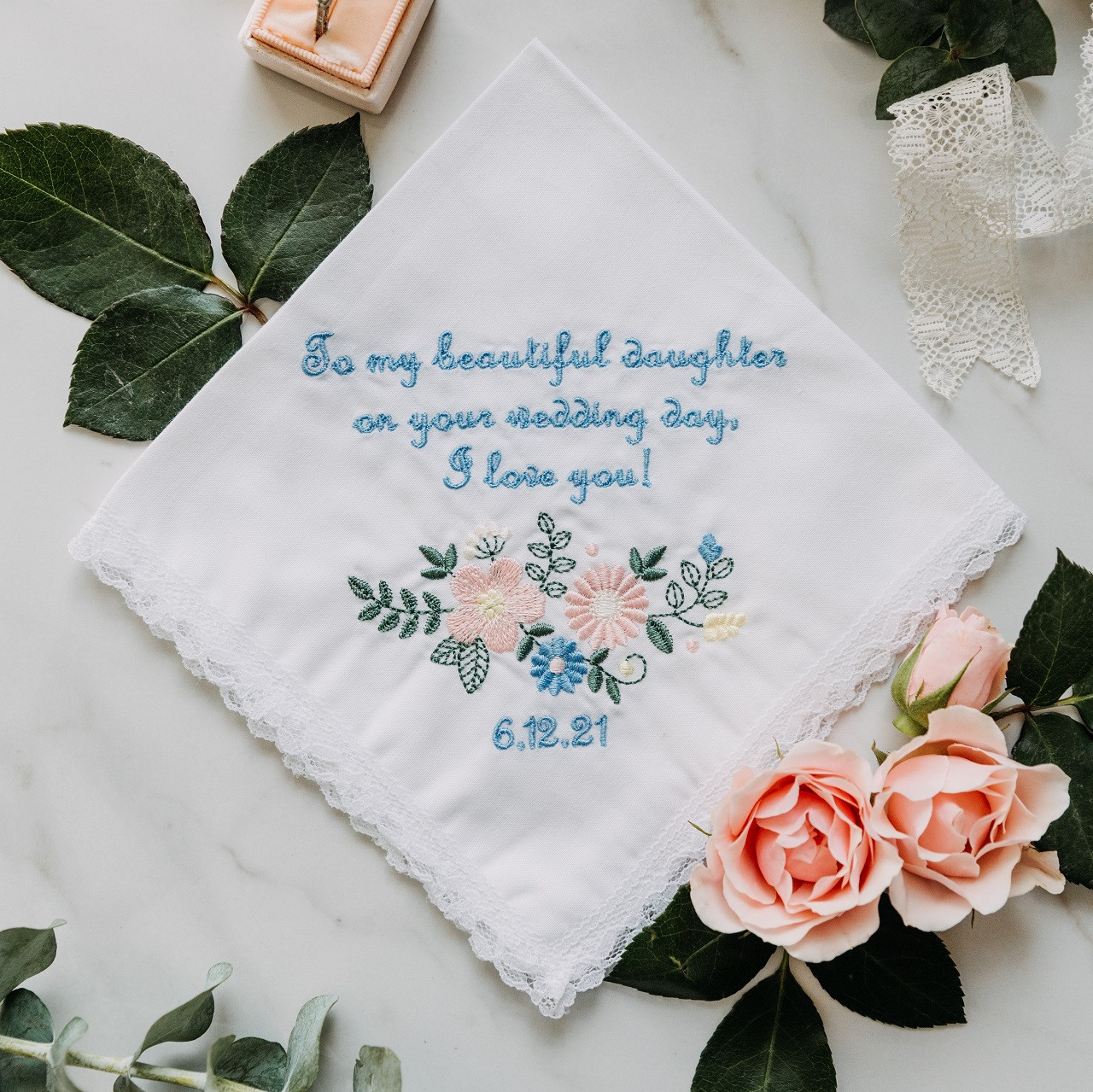 Wedding Handkerchief | Personalized | Custom Embroidery