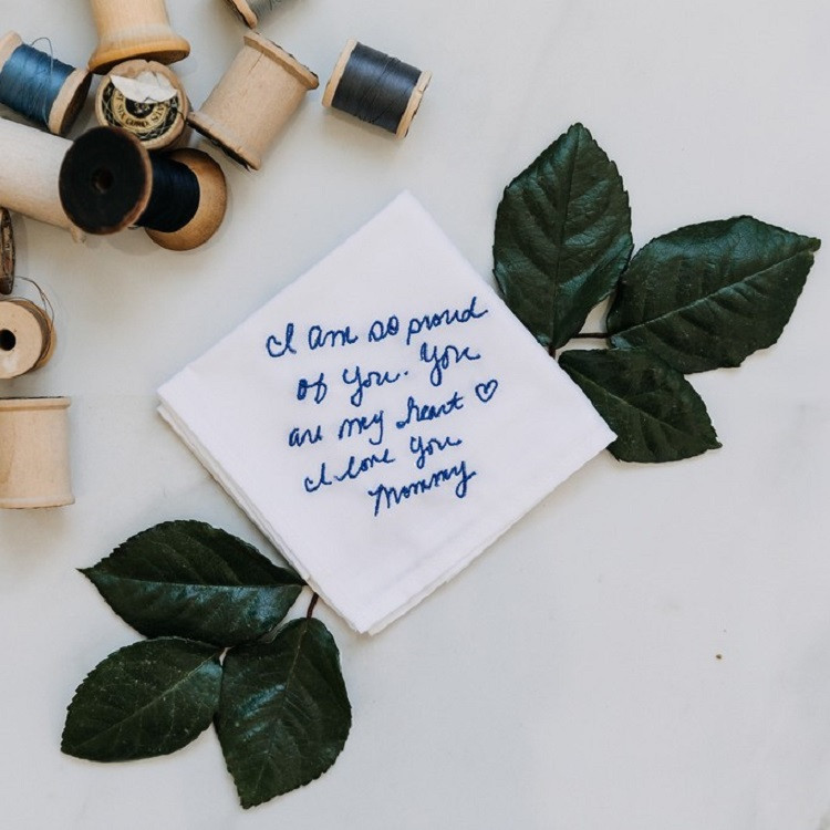 Handwriting Embroidery Handkerchief | Wedding | Remembrance Gift
