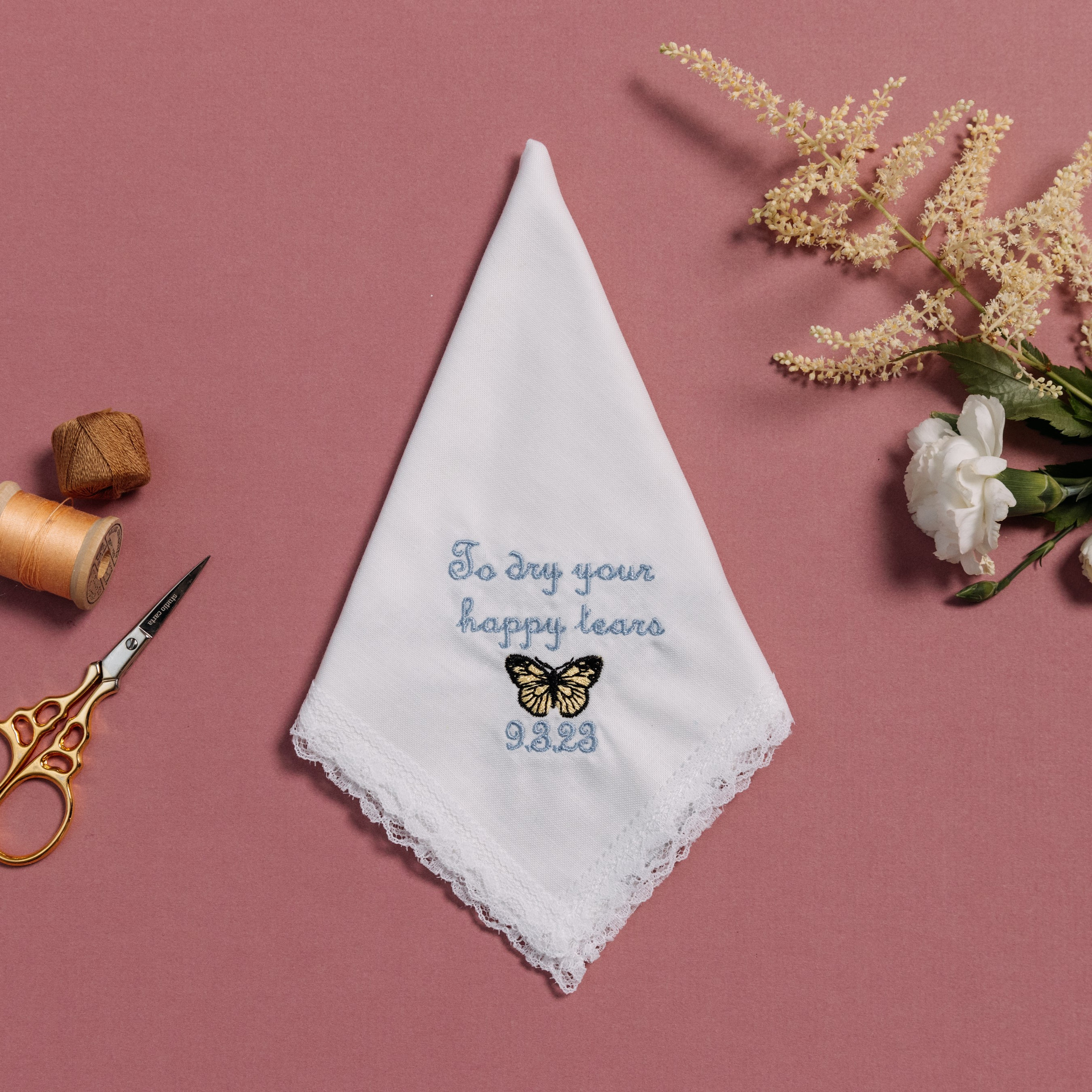 Cross Happy Tear Handkerchief | Wedding | Personalized Embroidery