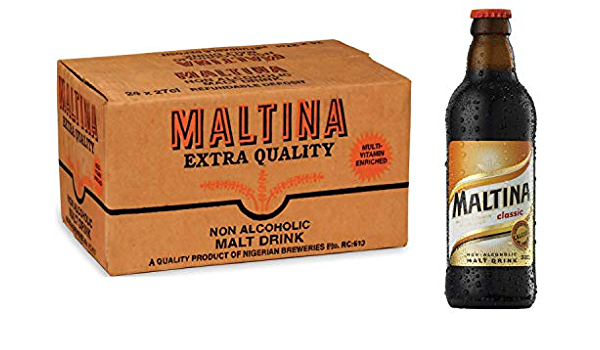 Maltina Classic Non-Alcoholic Malt Drink Bottle 33cl (Pack of 24)