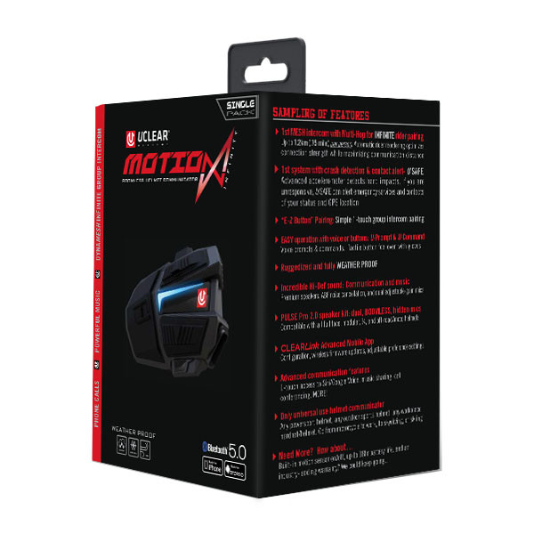 UCLEAR Motion Infinity Bluetooth Helmet Audio System - Single Pack ...