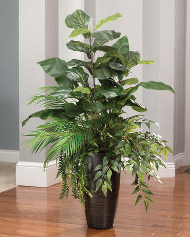 Fiddle Leaf & Faux Palm Foliage Arrangement
