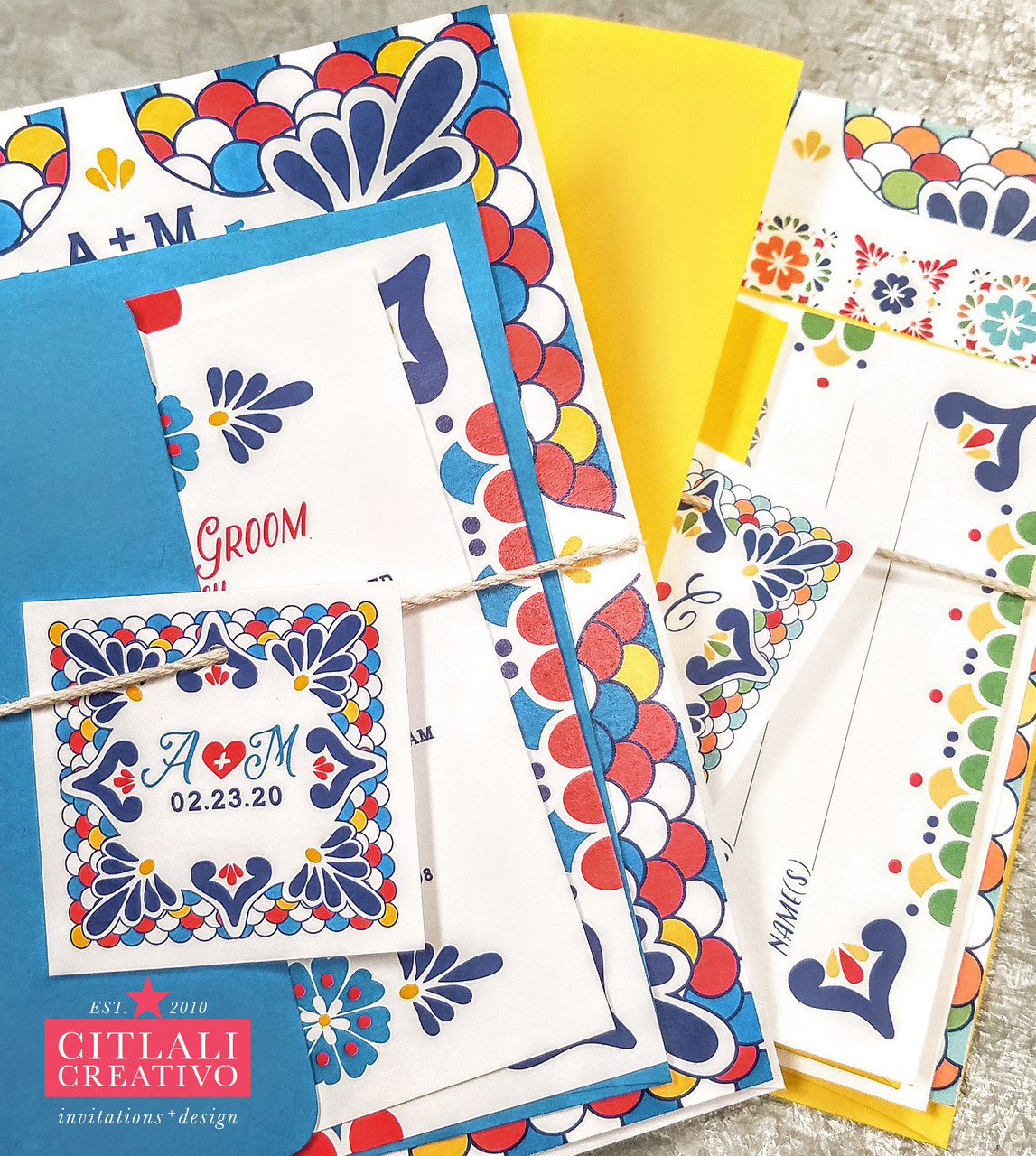 Colorful Talavera Spanish Tile Wedding Invitations - Citlali Creativo LLC