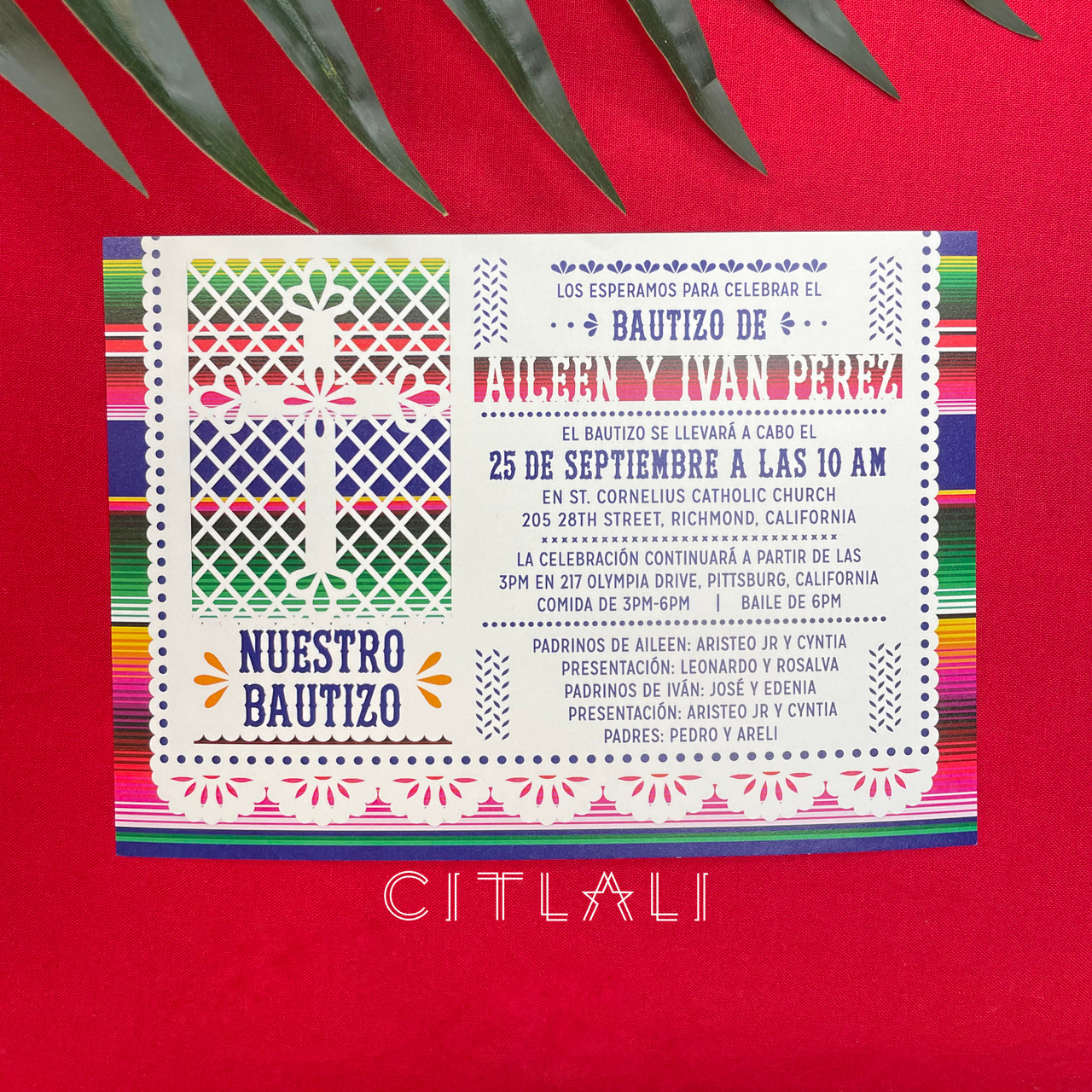 Serape Baptism Invitations - Citlali Creativo LLC