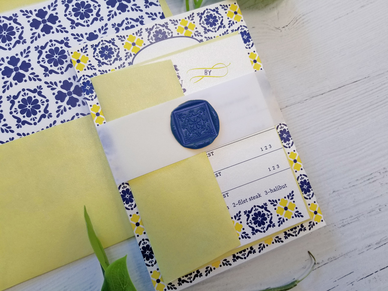 Spanish Tile Yellow & Blue Talavera Wedding Invitations - Citlali ...