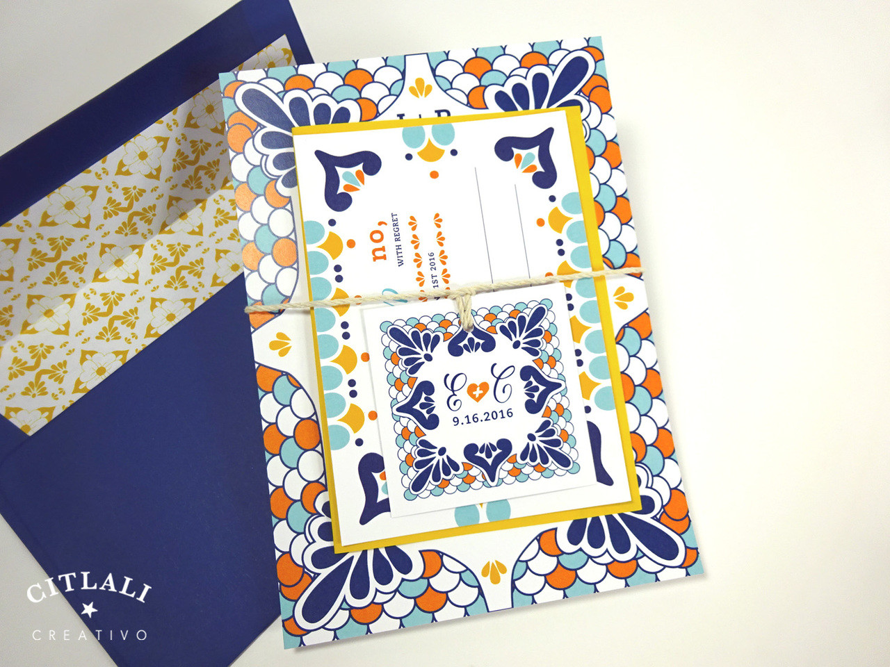 Colorful Talavera Spanish Tile Wedding Invitations - Citlali Creativo LLC