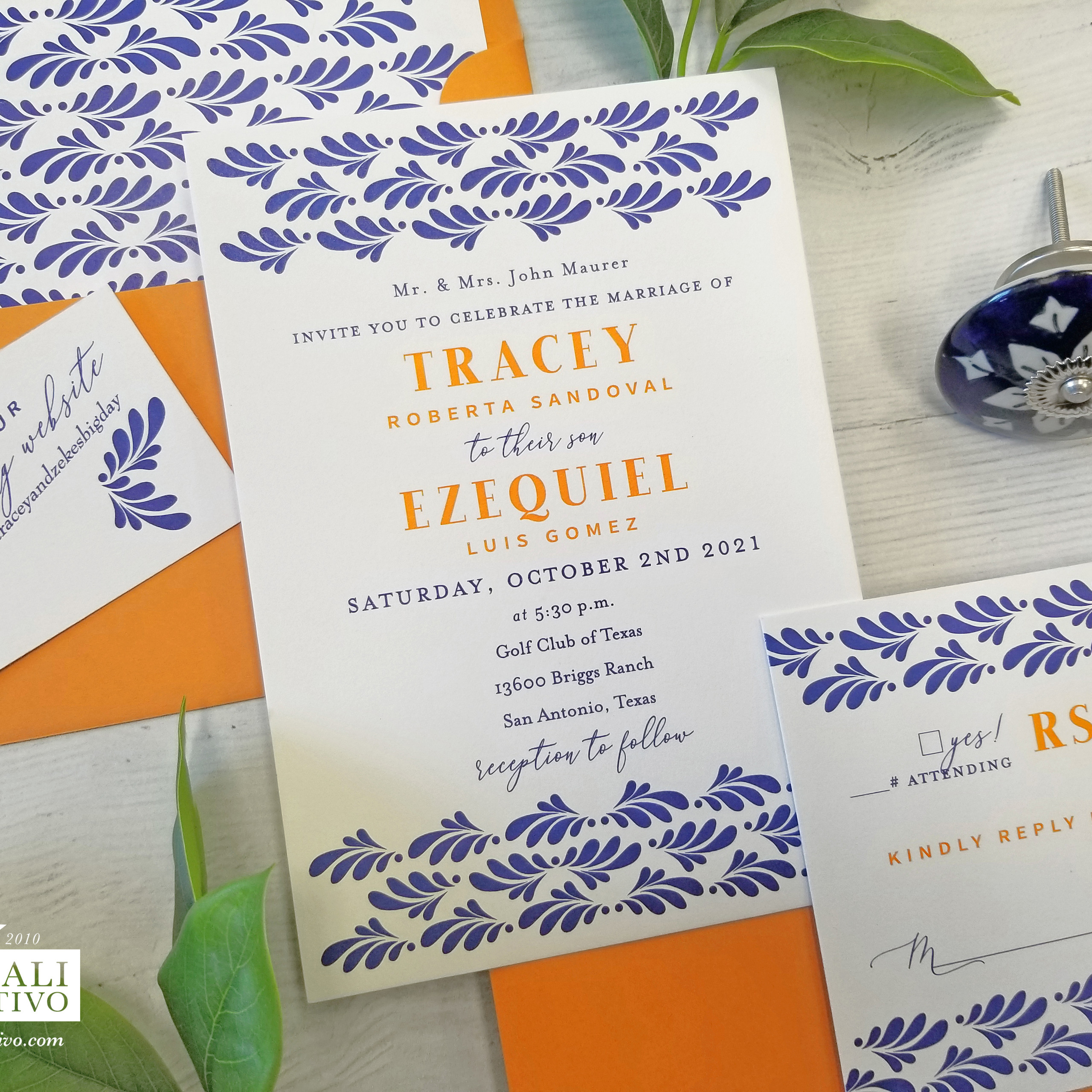 Colorful Talavera Spanish Tile Wedding Invitations - Citlali Creativo LLC