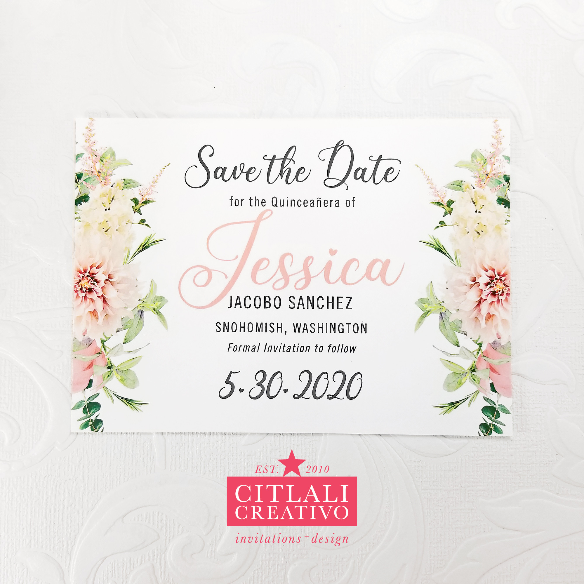 Quinceañera Floral Paisley Henna Save the Date Cards - Citlali Creativo LLC