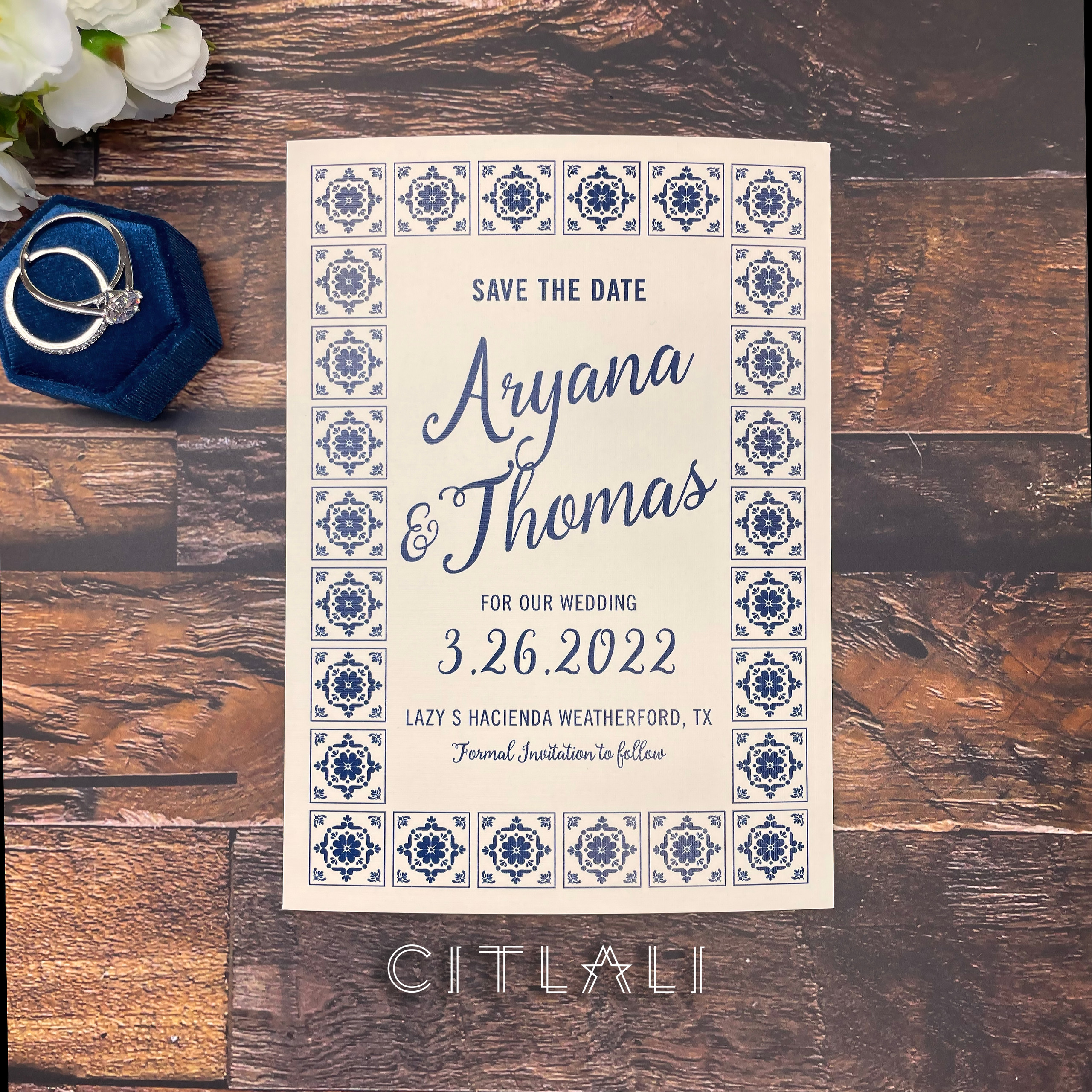Talavera Spanish Tile Wedding Save the Dates - Citlali Creativo LLC