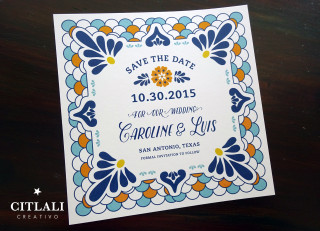 Talavera Spanish Tile Wedding Save the Dates - Citlali Creativo LLC