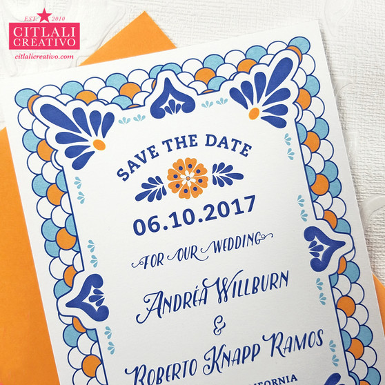 Talavera Spanish Tile Wedding Save the Dates - Citlali Creativo LLC