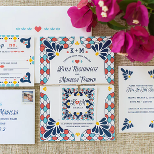 Colorful Talavera Spanish Tile Wedding Invitations - Citlali Creativo LLC