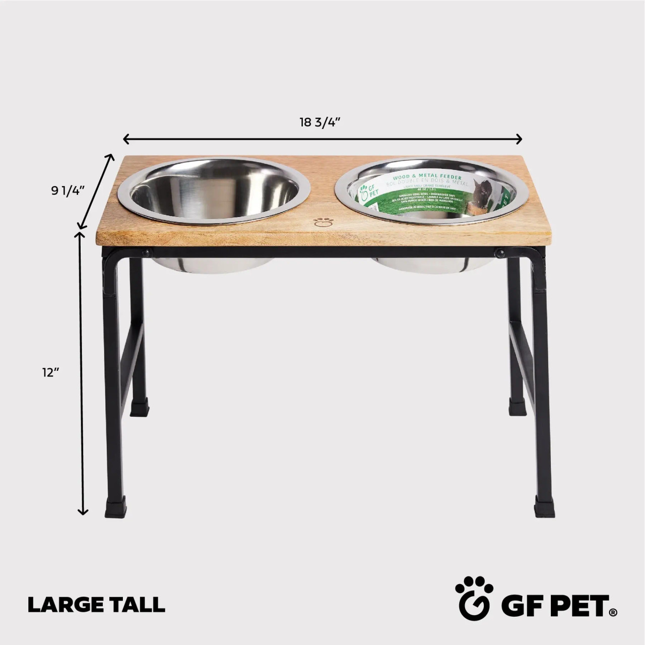 GF Pet Tall Wood & Metal Pet Feeder for Dogs - WOODIN' YOU
