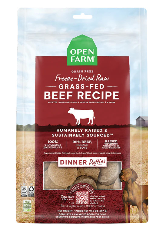 Open Farm Freeze Dried Raw Patties Grass-Fed Beef Recipe - WOODIN' YOU