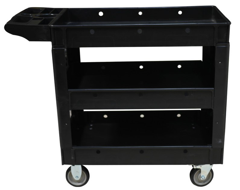 Workhorse Black Plastic Utility Cart - 3 Trays | sacktrucks.co.uk
