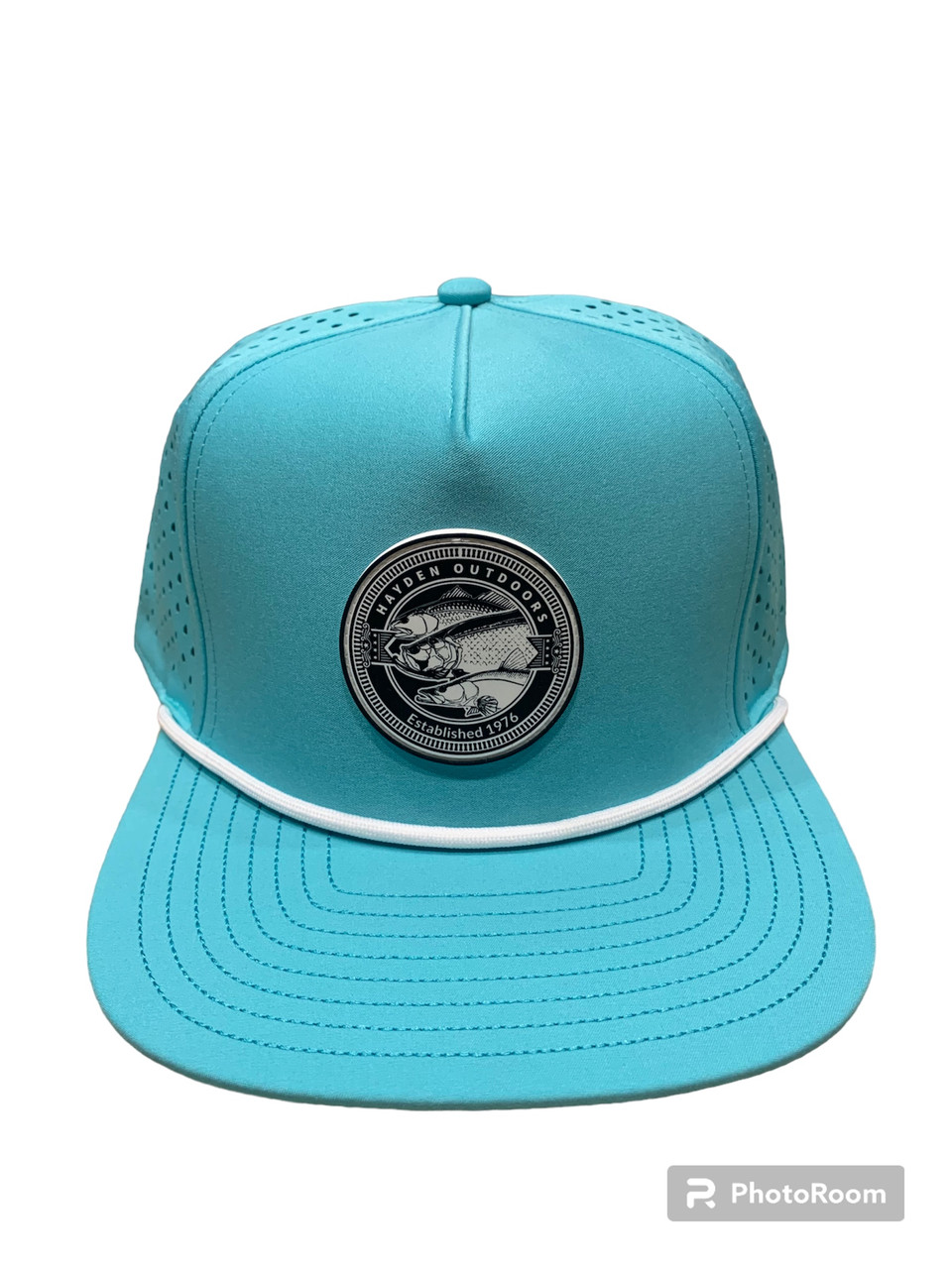 Maroon Bell Retro Rope Hat Teal with PVC Hayden Fish Patch