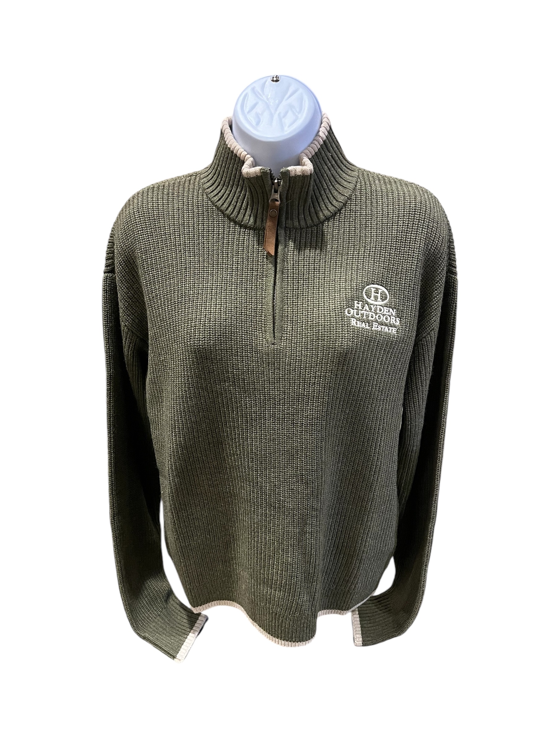 Women's Orvis Ribbed Quarter Zip Sweater with Hayden Logo