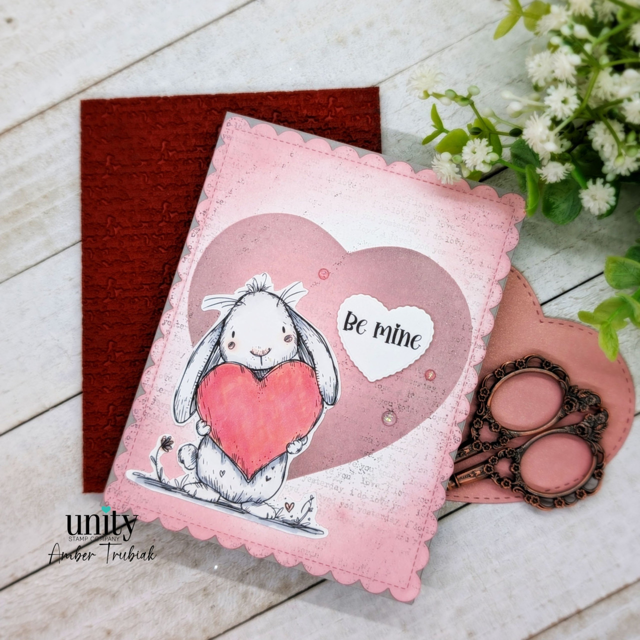 Hop to My Heart | Bunny Love Red Rubber Stamp Set | Unity Stamp Company