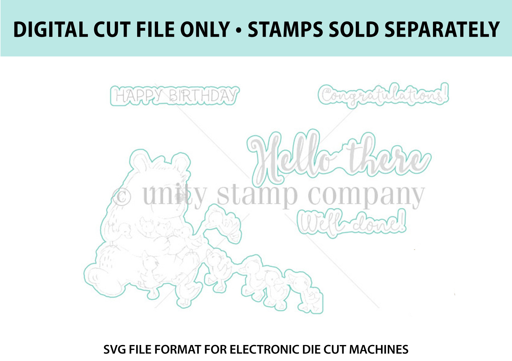 Hello There Bear- Digital Cut File - Unity Stamp Company