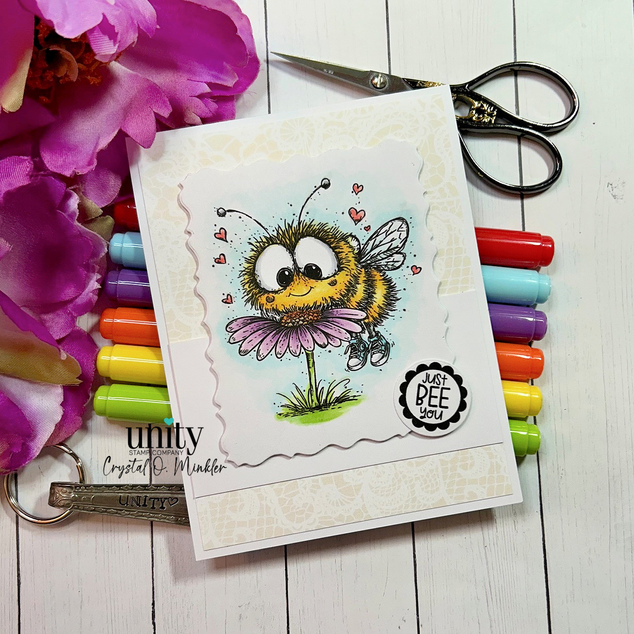 Hip Hop Honeybee | Cute Bee Red Rubber Stamp Set | Unity Stamp Co.
