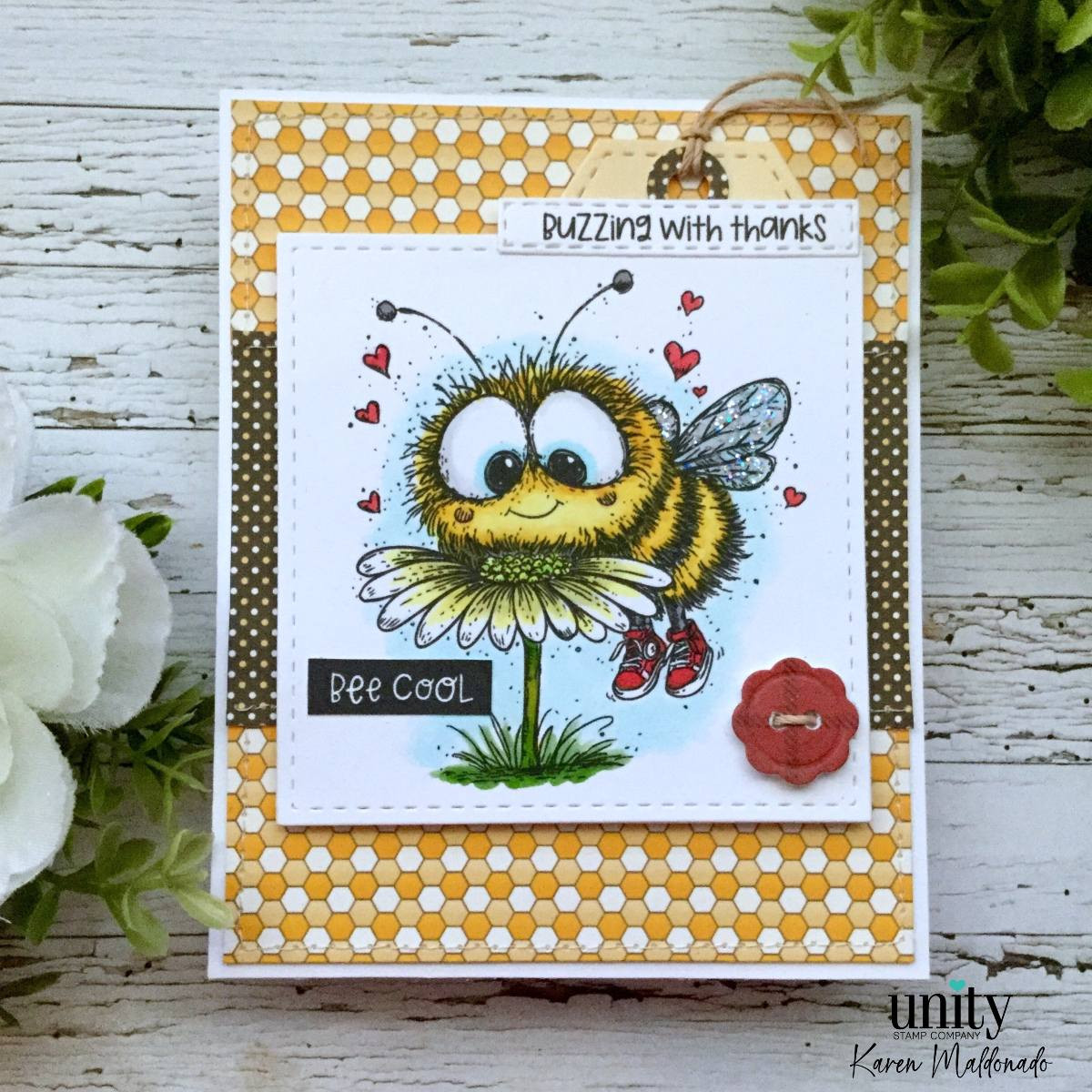 Hip Hop Honeybee | Cute Bee Red Rubber Stamp Set | Unity Stamp Co.