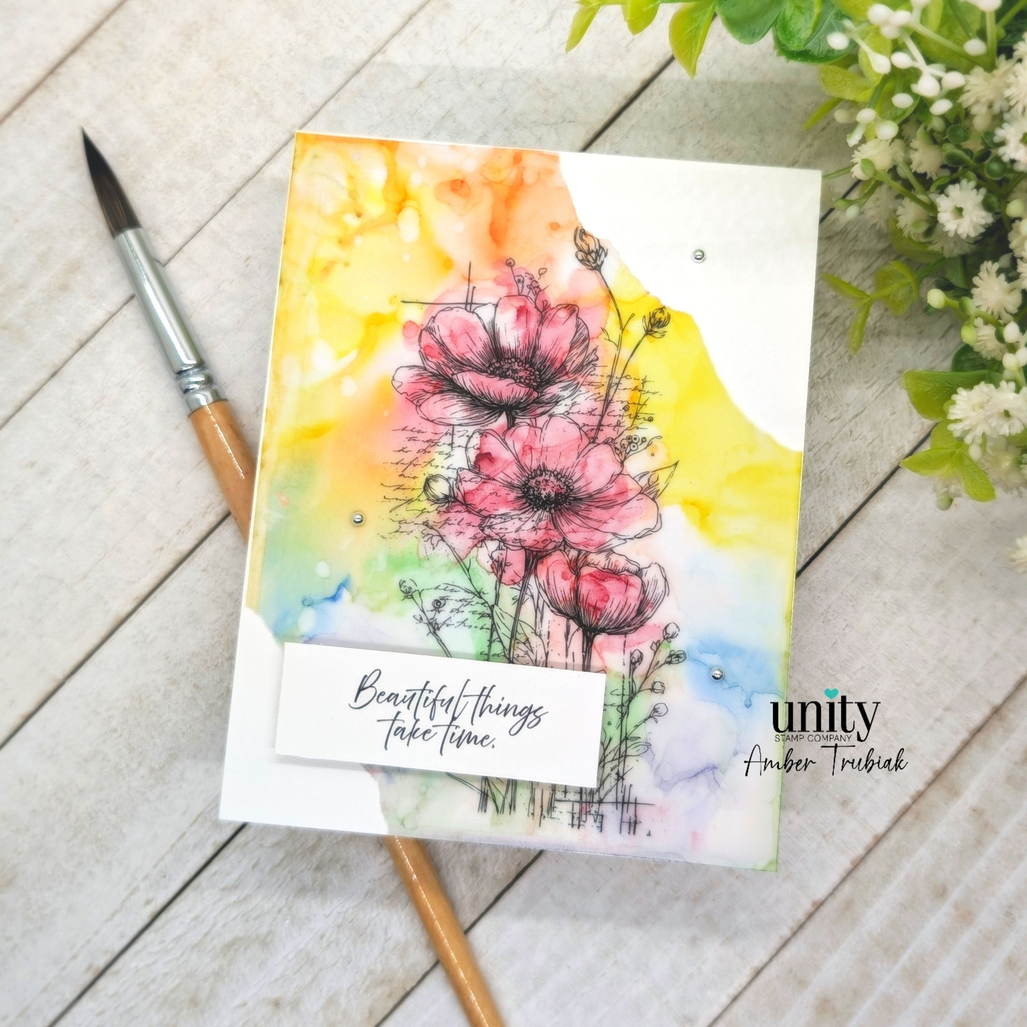Slow Bloom Society | Floral Red Rubber Stamp Set | Unity Stamp Co.