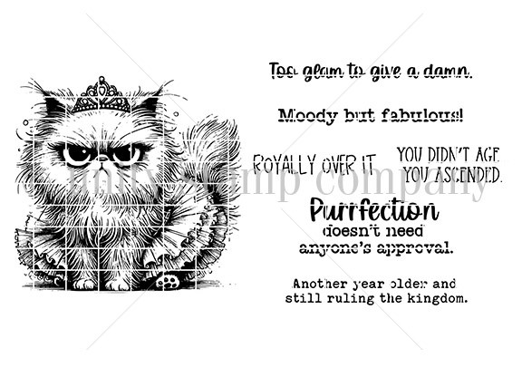 Purr-fection Princess Pissy Kitty | Sassy Cat Red Rubber Stamp Set