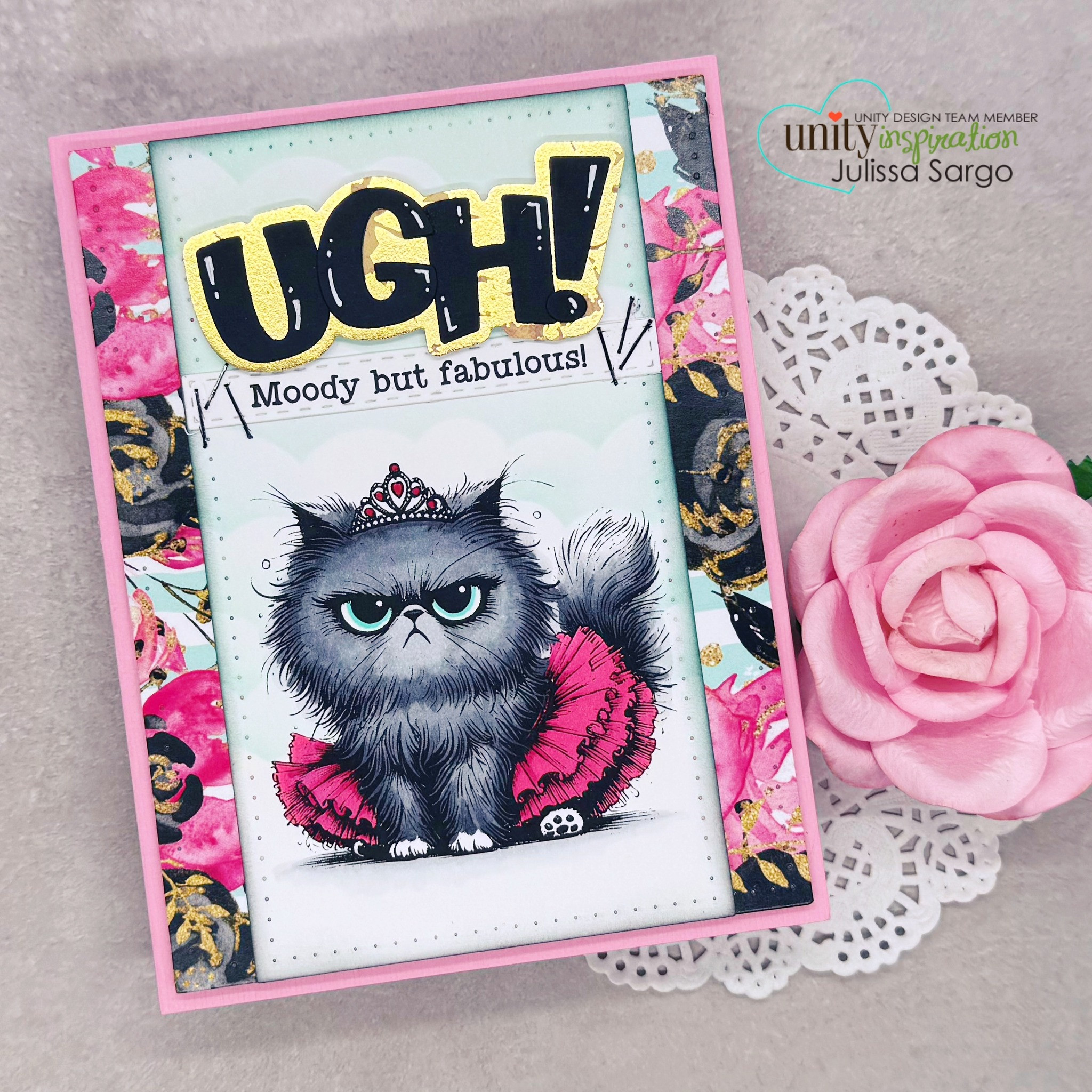 Purr-fection Princess Pissy Kitty | Sassy Cat Red Rubber Stamp Set