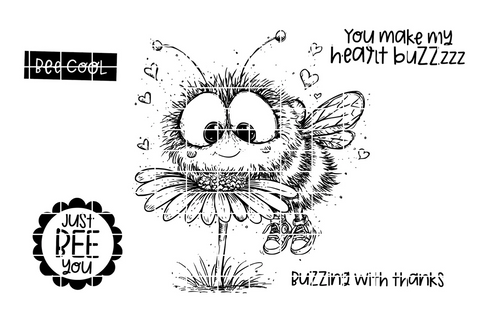 Hip Hop Honeybee | Cute Bee Red Rubber Stamp Set | Unity Stamp Co.
