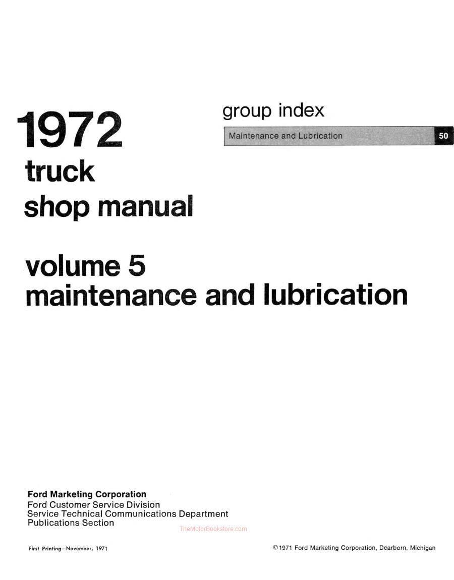 1972 Ford Truck Factory Shop Manual - F-Series, Bronco, Econoline ...