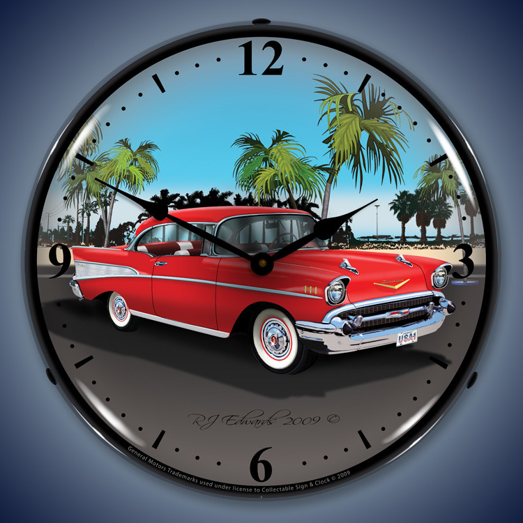 1950s Chevy Bel Air Wall Clocks, LED Lighted: 1950-59, 1957 Chevys