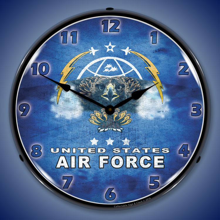 Americana and Military Wall Clocks, LED Lighted: POW, Marines, Guns