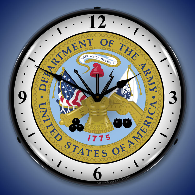 Americana and Military Wall Clocks, LED Lighted: POW, Marines, Guns