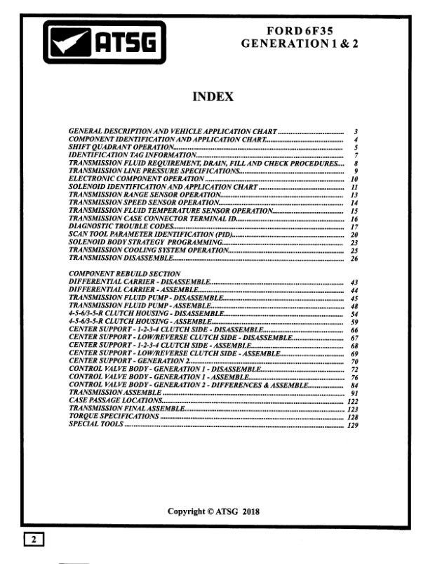 Ford 6F35 Gen 1 & 2 Transmission Rebuild Manual 2009 - 2020