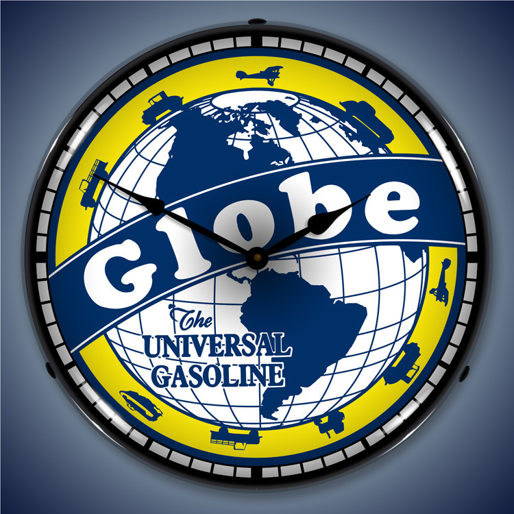 Globe Gas Wall Clock, LED Lighted - Gas / Oil Theme