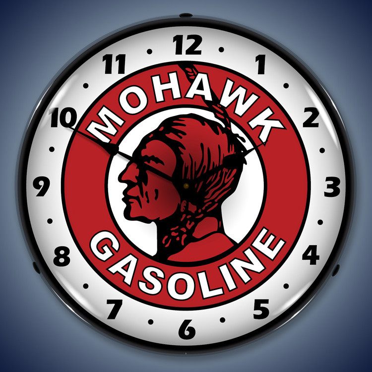 Mohawk Gasoline Wall Clock, LED Lighted - Gas / Oil Theme