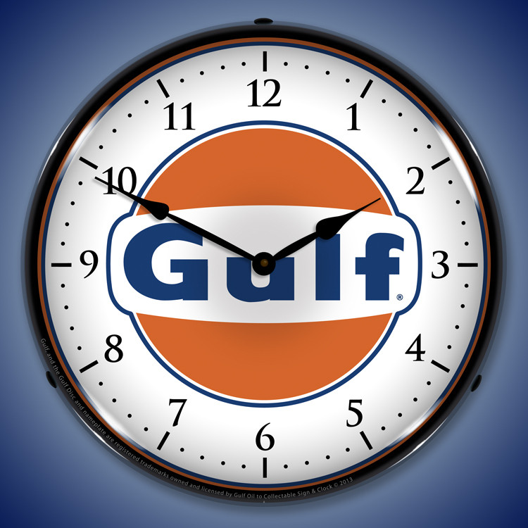 Gulf Oil Wall Clocks, Lighted - Gulf Clock - LED Lighted Wall Clock