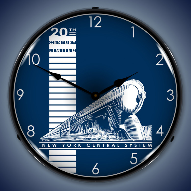 20th Century Railroad Wall Clock, LED Lighted