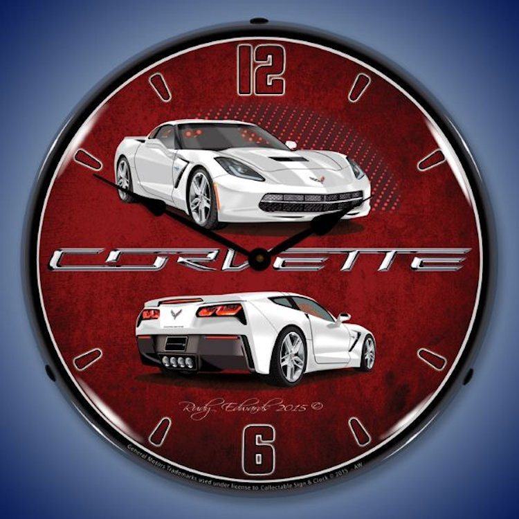 Corvette Wall Clocks - Corvette LED Lighted Garage Wall Clock