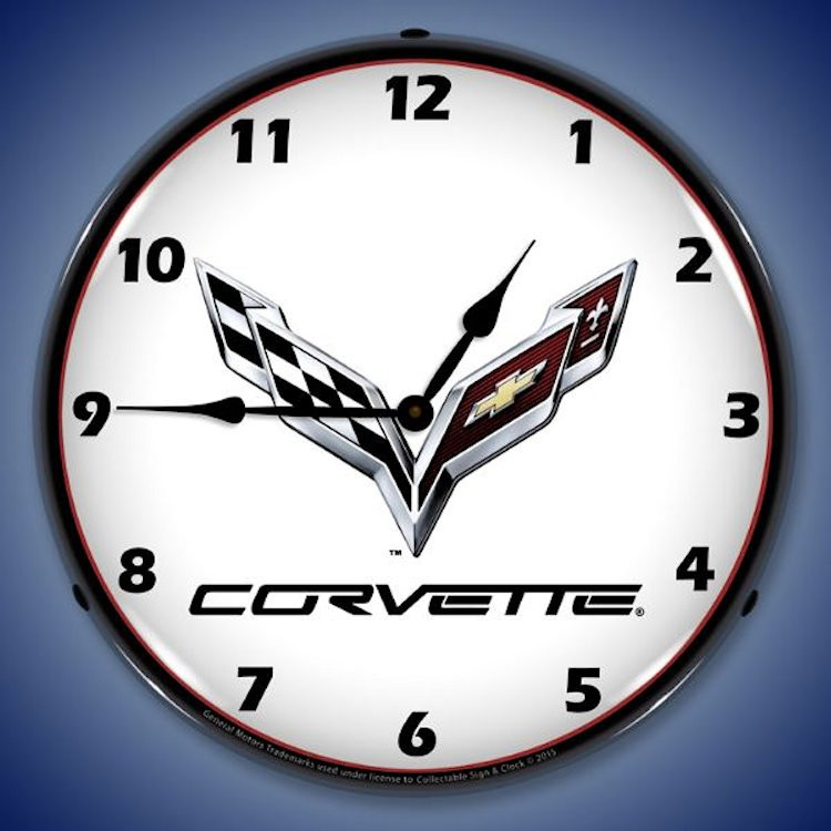 Corvette Wall Clocks - Corvette LED Lighted Garage Wall Clock