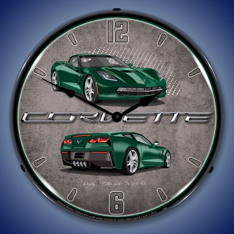 Corvette Wall Clocks - Corvette LED Lighted Garage Wall Clock