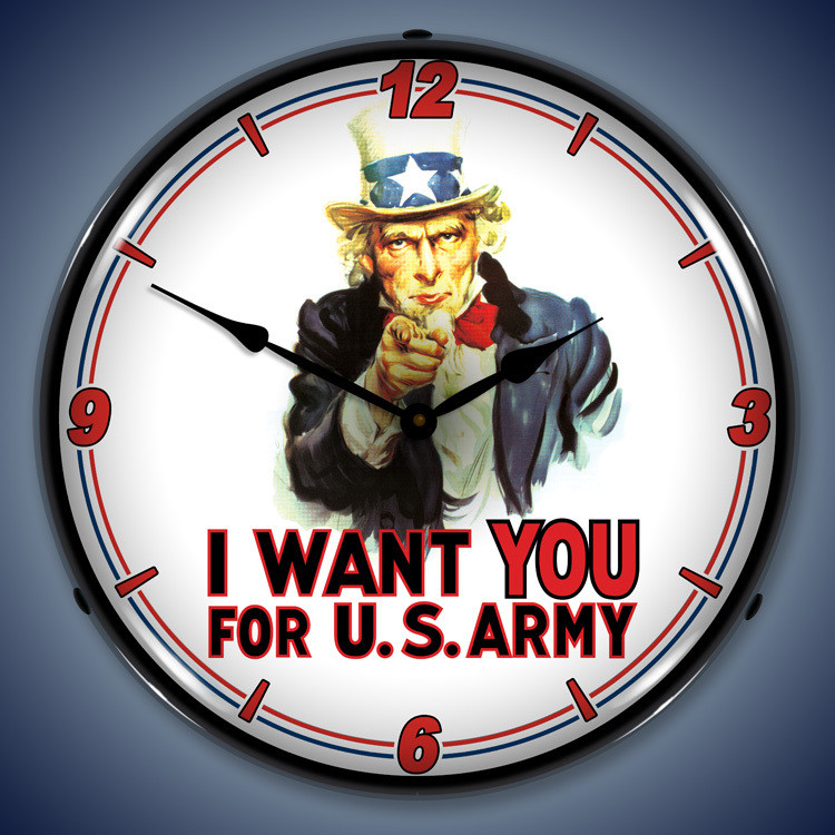 Americana and Military Wall Clocks, LED Lighted: POW, Marines, Guns
