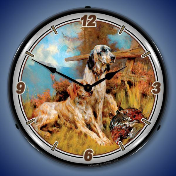 Hunting, Fishing & Wildlife Wall Clocks, LED Lighted: Dogs, Deer, Elk, Bass